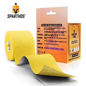 Sparthos Kinesiology Tape [Sunny Yellow - 16.4ft Uncut Roll] x Ice Packs for Injuries [Size Medium + Cover]