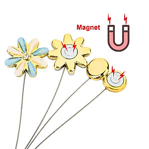 Cosmos 2 Pairs Curtain Tiebacks Flower Curtain Clips Decorative Drapery Holdbacks with 1 Pc Marble Pattern Storage Bag