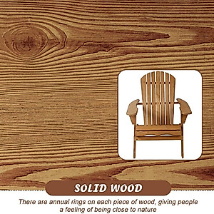 BSTOPHKL Outdoor Adirondack Chair,Folding Wooden Adirondack Lounger Chair,All-Weather Chair Fire Pit Chairs Seating Accent Furniture Wood Chairs for Patio Chair Lawn Chair - Natural, 1pcs
