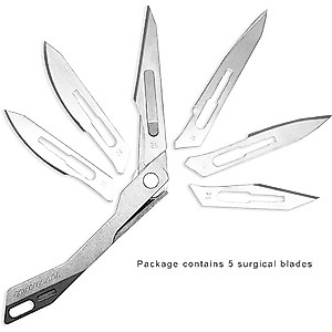 TITANER Titanium EDC Folding Small Pocket Scalpel Knife,Utility Knife,Craft Exacto Knife Blades Suitable for Pedicure, Fishing, Skinning, Fine Cutting (Falcon 2.0)