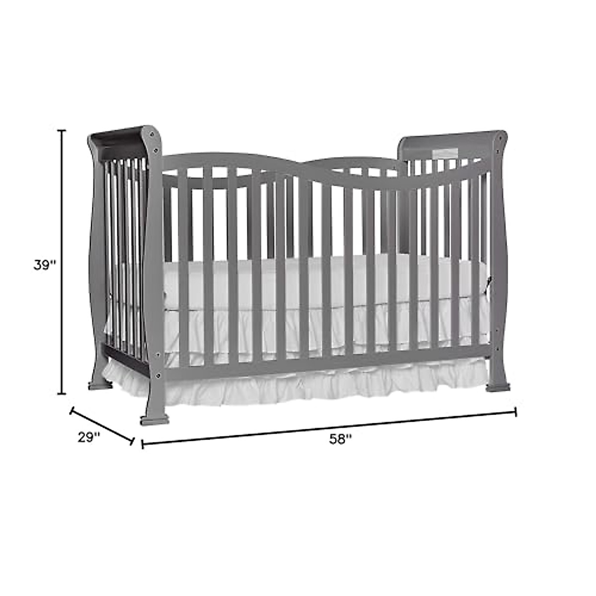 Dream On Me Violet 7-in-1 Convertible Life Style Crib in Steel Grey, Greenguard Gold Certified, 4 Mattress Height Settings, Made of Sustainable New Zealand Pinewood