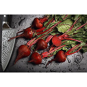 Dalstrong Chef Knife - 6 inch Blade - Shogun Series ELITE - Damascus - Japanese AUS-10V Super Steel - G10 Black Handle - Razor Sharp Kitchen Knife - Hammered Finish Chef's Knife - Sheath