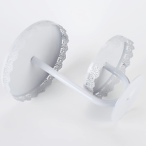 2-Tier Cake Stand, Round Cupcake Dessert Table Stands, Metal Cake Pastry Candy Display Stand Plate/Holder for Wedding Birthday Party, 8/10 Inch Cake Pop Stands Pillar Serving Tray