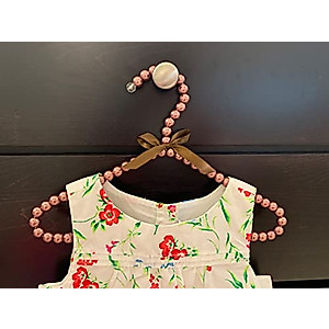 Pearl Clothes Beads Hangers for Kids Baby Girl Infant Toddler Childerns for Fancy Dress Closet Hanger Elegant Gift Ideas Metal Hangers (5 Pack) Coffee Color
