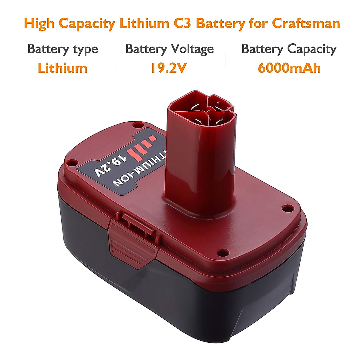 BABAKA 6000 mAh C3 Battery Replacement for Craftsman 19.2V Battery DieHard 315.115410 315.11485 130279005 1323903 120235021 11375 11376 315.PP2011 Cordless Battery 2 Packs
