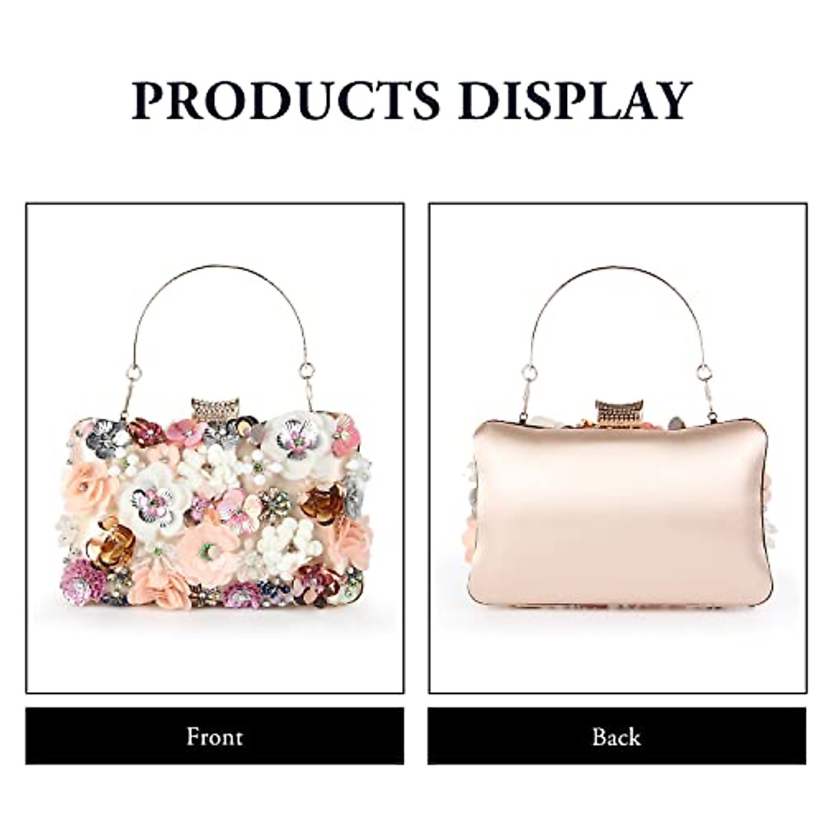 LUI SUI Women Elegance Floral Evening Clutch Purse Bags Flowers Beads Wedding Tote Bags Bride Shoulder Handbags