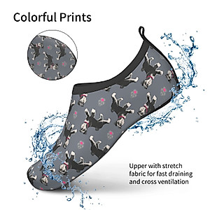Cute Dog of Schnauzer Animal Pattern Water Shoes for Men Women Aqua Socks Barefoot Quick-Dry Beach Swimming Shoes for Yoga Pool Exercise Swim Surf