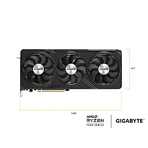 GIGABYTE Radeon RX 7700 XT Gaming OC 12G Graphics Card, 3X WINDFORCE Fans 12GB 192-bit GDDR6, GV-R77XTGAMING OC-12GD Video Card