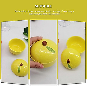 SHOWERORO Lemon Bowl Ornament Container Soup Bowls with Lids Pasta Containers Serving Dish Dessert Pot Ceramic Kitchen Jars Lemon-shaped Bowl Steaming Bowl Lemon Shaped Bowl Ceramics Food