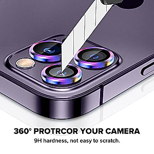 Goton [3+3] for iPhone 14 Pro Max (6.7") iPhone 14 Pro (6.1") 2022 Camera Lens Protector, 9H Tempered Glass Film Anti Scrach Metal Individual Ring Cover Accessories for iPhone 14 Pro Max / 14 Pro