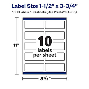 Avery Durable Waterproof Rectangle Labels with Sure Feed, 1.5" x 3.75", 1,000 Oil and Tear-Resistant Waterproof Labels, Print-to-The-Edge, Laser/Pigment-Based Inkjet Printable Labels