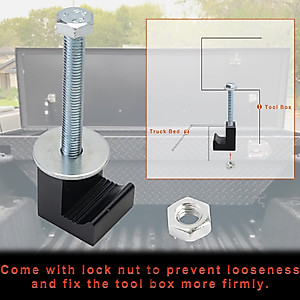 Upgraded Truck Tool Box Mounting Kit Comes With Fastening Nuts - Aluminum Pickup Truck Bed Toolbox Mounting Kit - Universal Black Truck Tool Box Tie Downs Accessories - J-Hooks Crossover Fixed Kit