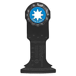 BOSCH OSP200CC 1-Piece 2 In. StarlockPlus Oscillating Multi Tool Metal & More Curved-Tec Carbide Extreme Plunge Cut Blade for Heavy-Duty Applications in Metal (Nails and Staples), Wood with Nails, PVC