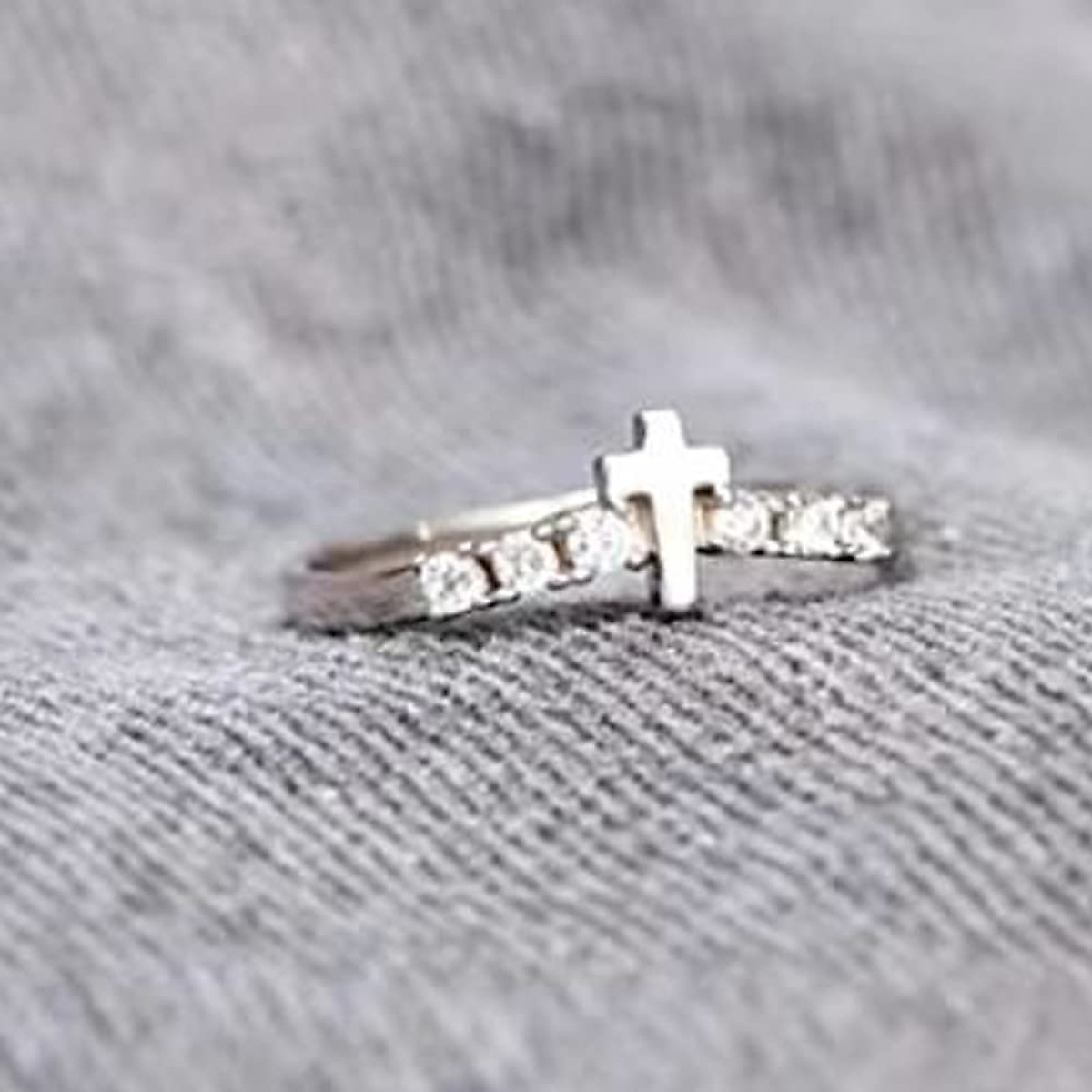 dsmrosp to My Daughter & Granddaughter Storms of Life Cross Arch Ring, S925 Sterling Silver Cubic Zirconia Rings, Eternity Cross Ring for Women Gift (1PCS,7)