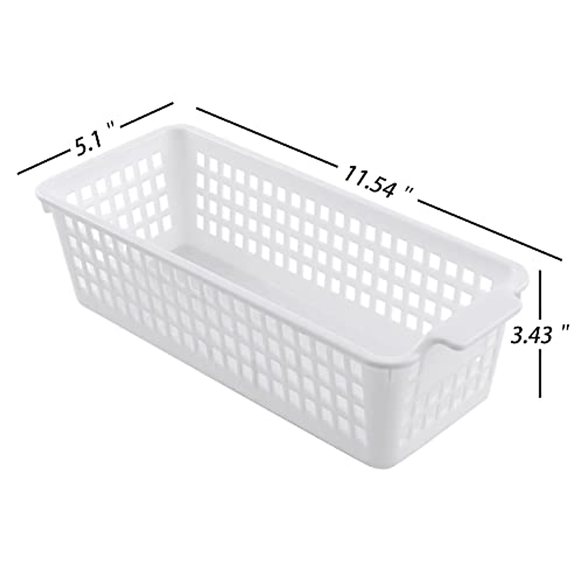 Saedy 4-Pack Slim Storage Basket, Plastic Organized Baskets, White