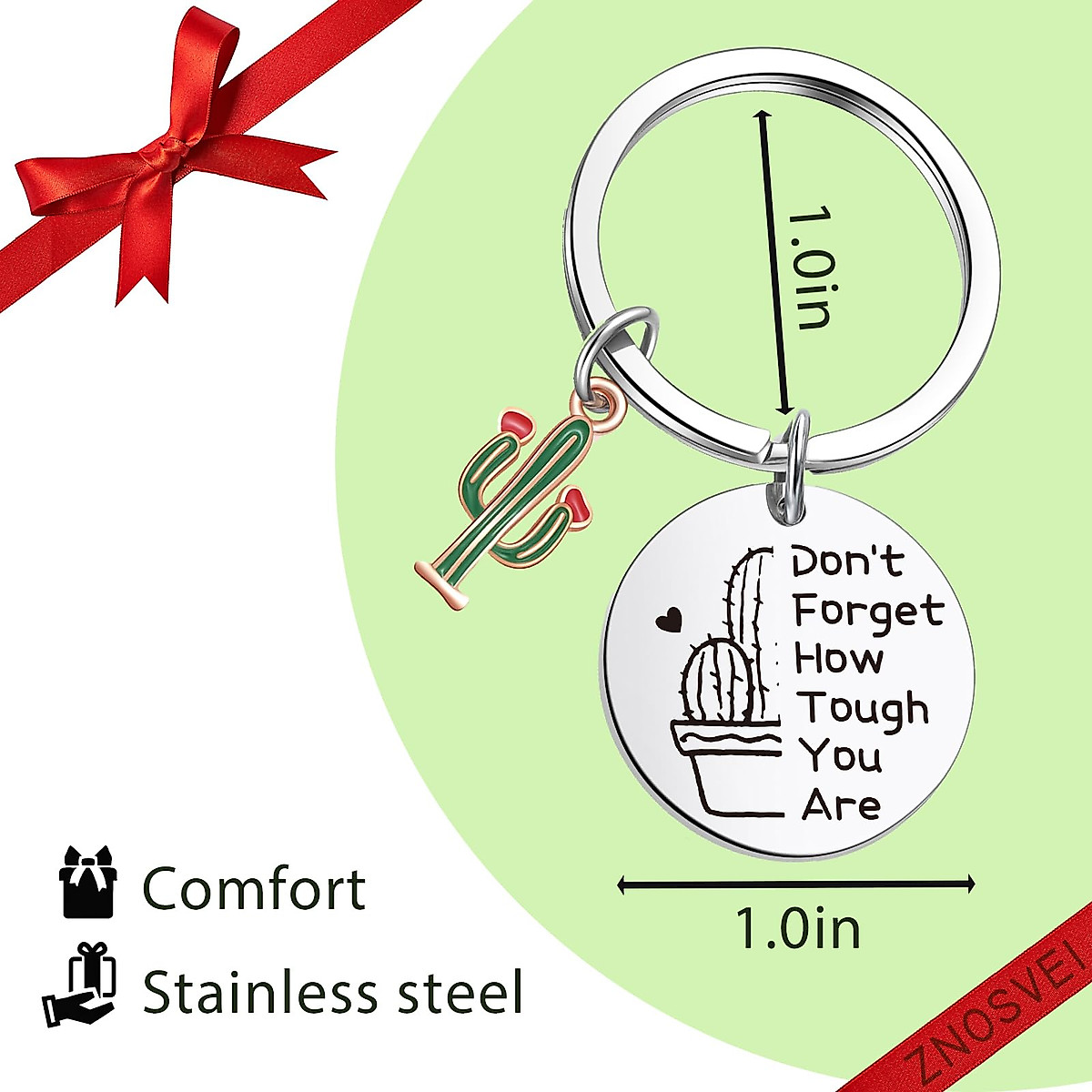 ZNOSVEI Cactus Keychain Encouragement Keychain For Women Cactus Decor Keychain, Cactus Keychain, Standard
