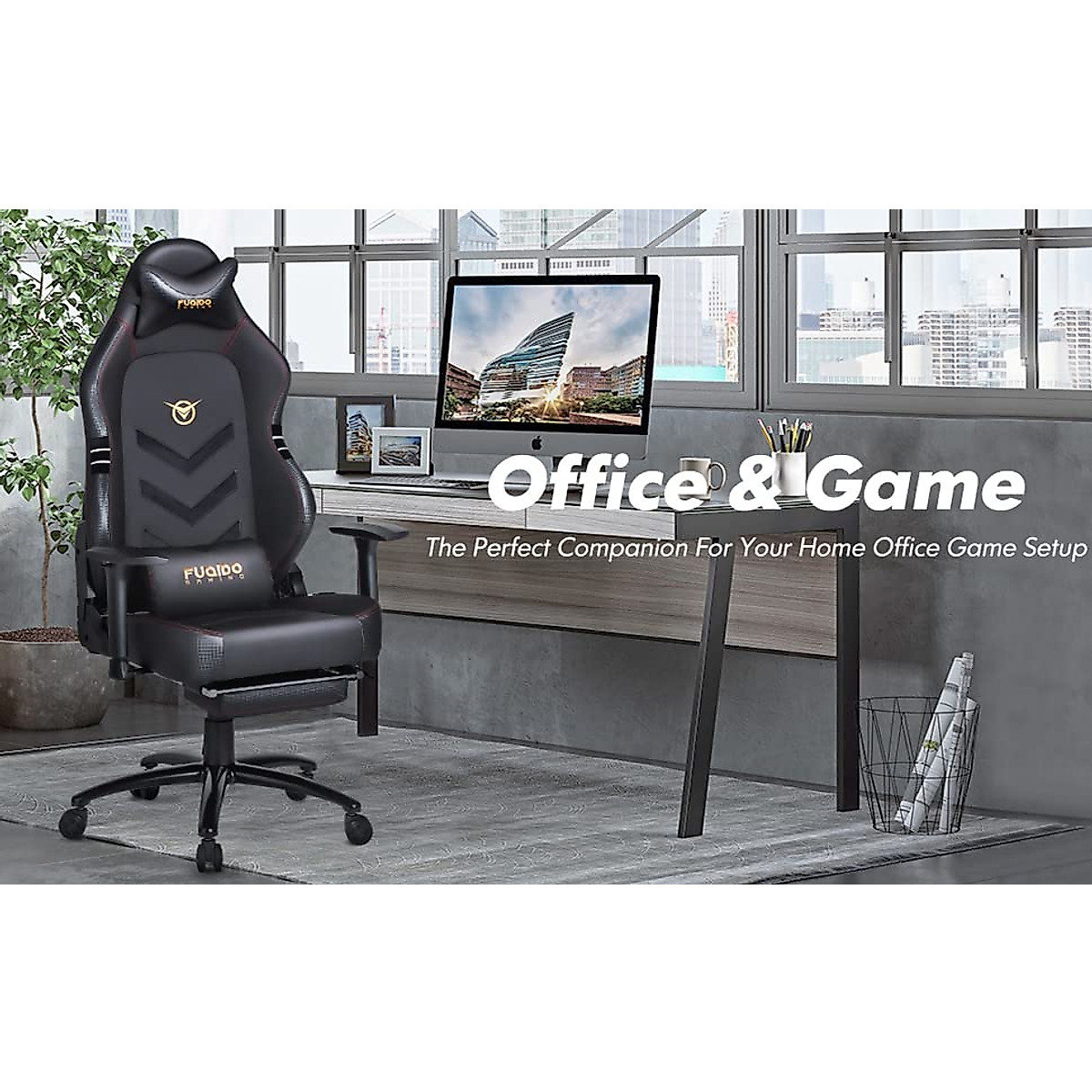Big and Tall Gaming Chair with Footrest 350lbs-Racing Style Computer Gamer Chair, Ergonomic High Back PC Chair with Wide Seat, Reclining Back, 3D Armrest, Headrest and Lumbar Support for Adult-Black