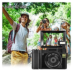 DYOSEN Digital Camera 2.7K Full HD Digital Camera 24MP Photographic Camera 4X Zoom Rotating Screen Professional EIS Video Camera for Travel Vlog Digital Camera Photography