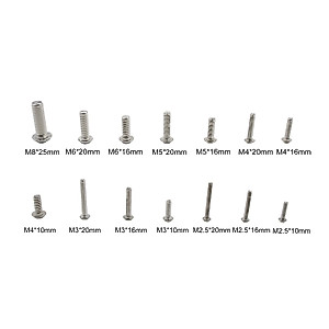 HVAZI Metric M2.5 M3 M4 M5 M6 M8 304 Stainless Steel Button Head Socket Cap Screws Assortment Kit