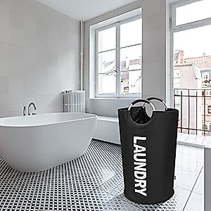 DOKEHOM 90L Large Laundry Basket (7 Colors), Collapsible Laundry Bag, Foldable Laundry Hamper, Folding Washing Bin (Black, L)