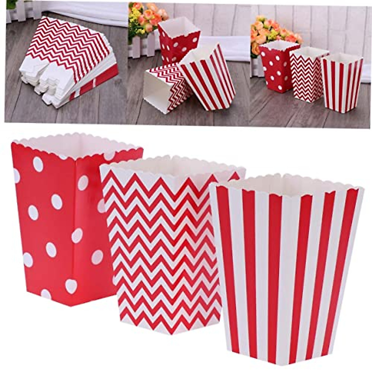 SAFIGLE 30pcs Popcorn Candy Containers Snack Container Pink Paper Bags Popcorn Cartons Popcorn Boxes Paper Popcorn Containers French Fries Storage Box Food Paper Container Candy Bags Tray
