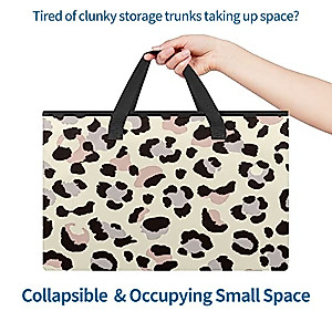 BOLIMAO Car Trunk Organizer Animal Fur Leopard Print Back Seat Large Storage Bag with Detachable Dividers Collapsible Trunk Cargo Organizer Tote Bag for Groceries SUV Camper Camping Picnic