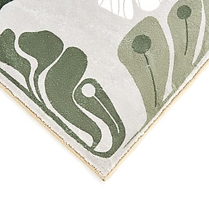 RoomTalks Cute Funky Bedroom Rugs Aesthetic Decor, 4x6 Washable Area Rug Non Slip Sage Green Boho Floral Botanical Rug Modern Abstract Throw Rug Accent Carpet for Living Room Kitchen Entryway Dorm