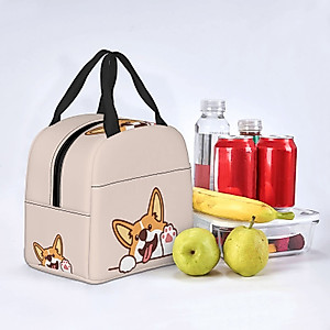 Lunch Bag Cute Welsh Corgi Dog Waving Paw Insulated Lunch Box Teen School Reusable Bags Meal Portable Container Tote For Boys Girls Travel Work Picnic Boxes