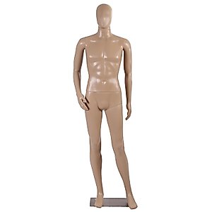 Mannequin Torso Manikin Dress Form Male 73" Adjustable Detachable Realistic Full Body Mannequin Model Display with Metal Base Plastic Head Turns Poseable Adult Dummy Mannequin Stand, Nude