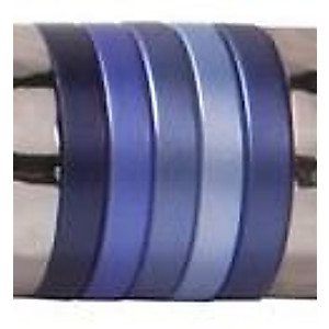 Bread Challah Knife and Stand Hammered Metal Handle with Colored Rings by Yair Emanuel (Blue Rings)