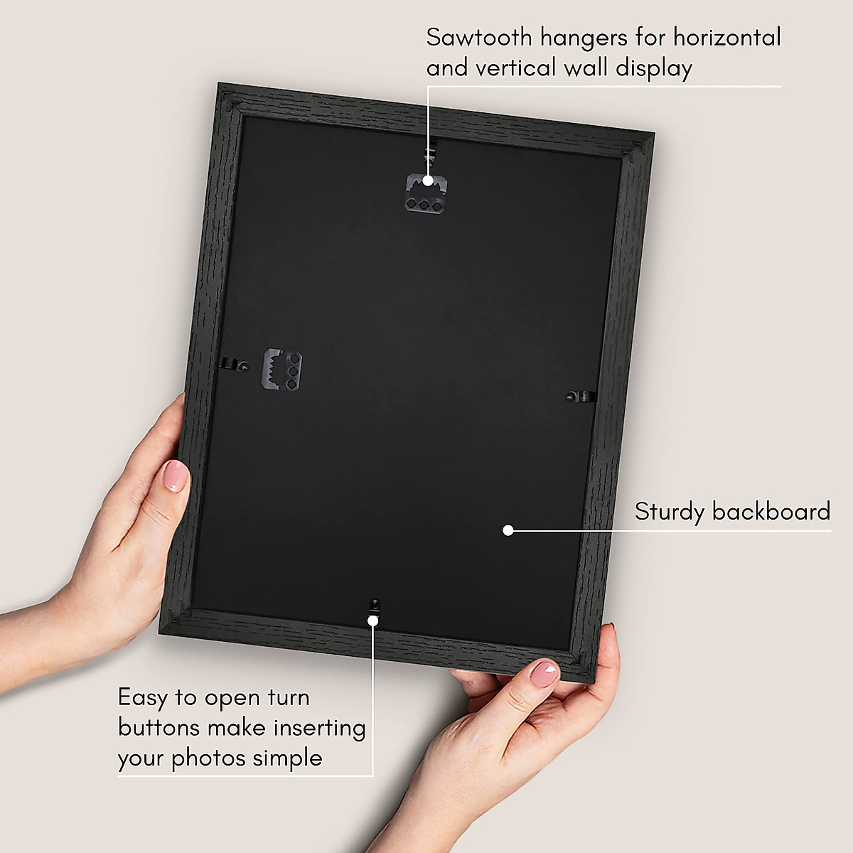 Americanflat 11x14 Picture Frame with Shatter-Resistant Glass - Use as 8x10 Frame with Mat or 11x14 Frame Without Mat - Hudson Collection - Wide Photo Frame for Wall display - Black