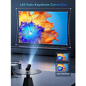 CLOKOWE 4K Projector with Wifi6 and Bluetooth5.2, 180° Rotation & Auto Keystone, Portable Outdoor Movie Mini Projector, Compatible w/ iOS/Android/HDMI/USB/TV Stick/Laptop