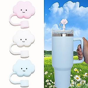 3 Pack Straw Covers Cap for Stanley Cup Accessories, 10mm Cute Silicone Straw Topper for Stanley 30&40 Oz Tumbler, Reusable Drinking Straw Tips Lids for 10mm Straws, Dust-Proof Straw Protectors