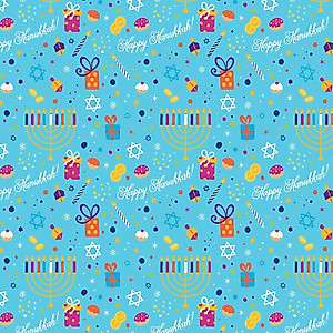 The Dreidel Company Happy Hanukkah Gift-Wrap Chanukah 17.5" in. X 180" in. Each (Happy Hanukkah 4 Roll Variety Pack)