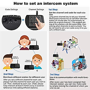 Wuloo Intercoms Wireless for Home 5280 Feet Range 10 Channel 3 Code, Wireless Intercom System for Home House Business Office, Room to Room Intercom, Home Communication System (3 Packs, Black)