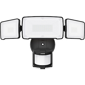 LEPOWER LED Motion Sensor Security Lights, 3 Head Motion Detected, 38W, 4200LM, Waterproof IP65, 5500K, Full Metal for Outdoor, Garage, Porch, Yard (Not Solar Powered, Black)