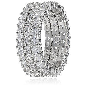 Amazon Essentials Sterling Silver Cubic Zirconia All-Around Band Stacking Ring Set (Set of 3), Size 6.5 (previously Amazon Collection)