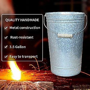 Eonvgei Metal 3.5 Gallon Large Wastebasket Trash Can,with Wooden Handle for Bedroom,Kitchen,Bedroom,Home Office Decor，13 Liters (Silver)