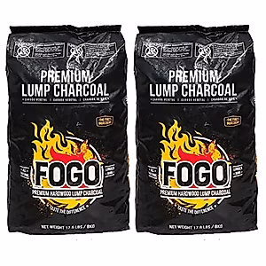 FOGO Premium Oak Restaurant All-Natural Hardwood Lump Charcoal for Grilling and Smoking with 2 Different Sizes, 17.6 Pounds (2 Pack)
