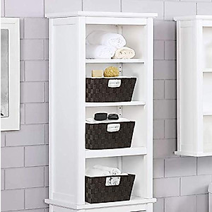 Sorbus Woven Basket Bin Set - Shelf Storage Tote Baskets for Household Items - Stackable with Woven Straps & Built-in Carry Handles (Black)