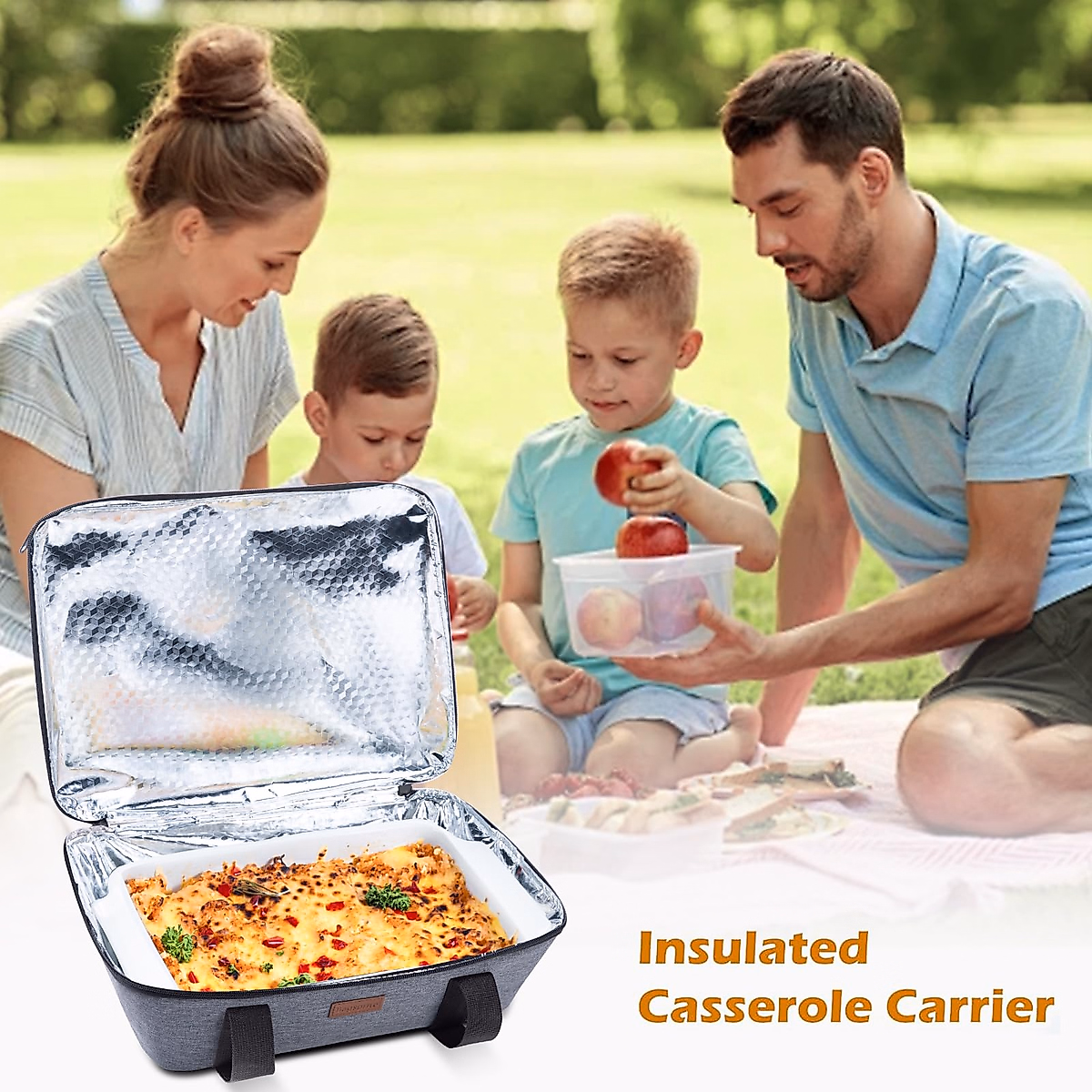BAGSPRITE Casserole Dish Carrier Insulated - Hot Casserole Dish Carrying Case - Food Carrier for Pockluck Fits 9" x 13" Baking Dish, Fancy Panz,Lasagna Pan