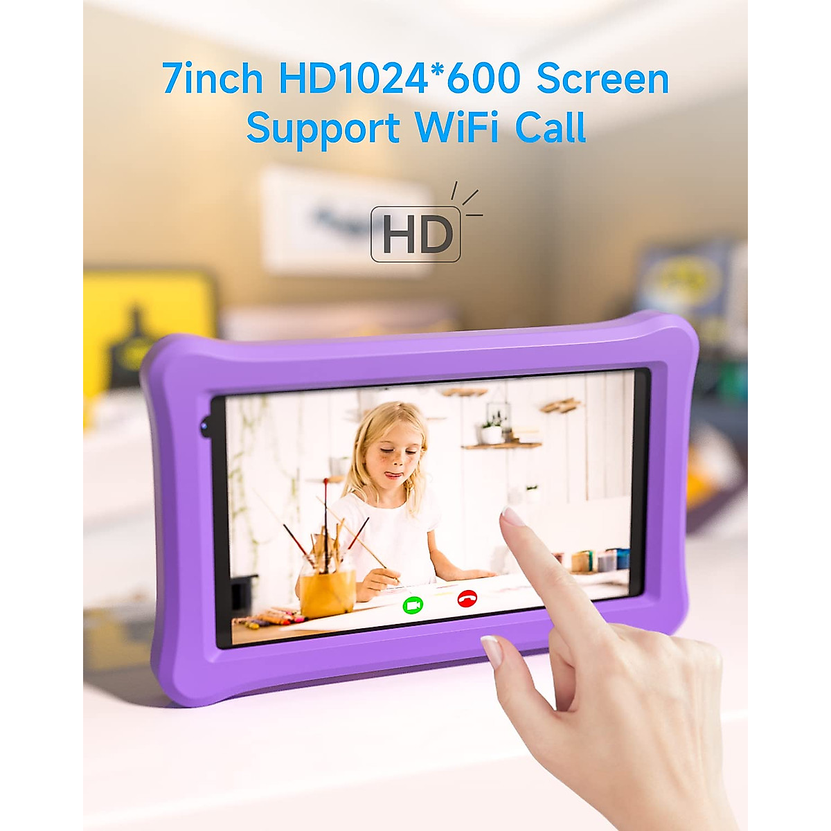 HOTTABLET Kids Tablet 7 inch Android 11 Tablet for Kids, 2GB RAM 32GB ROM Learning Tablet with Case, Bluetooth, WiFi, Dual Camera Toddler Tablet with Shockproof Case