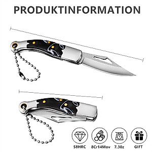 Coowolf Mini Pocket Knife Keychain Knife D2 Steel Folding Knife Daily Box Cutter EDC Knife, Creative Keychain Accessories for Men&Women