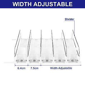uxcell 5pcs Drink Organizer for Refrigerator, Self-Pushing Soda Can Organizer Width Adjustable Drink Dispenser Beverage Pusher for Fridge Pantry, White