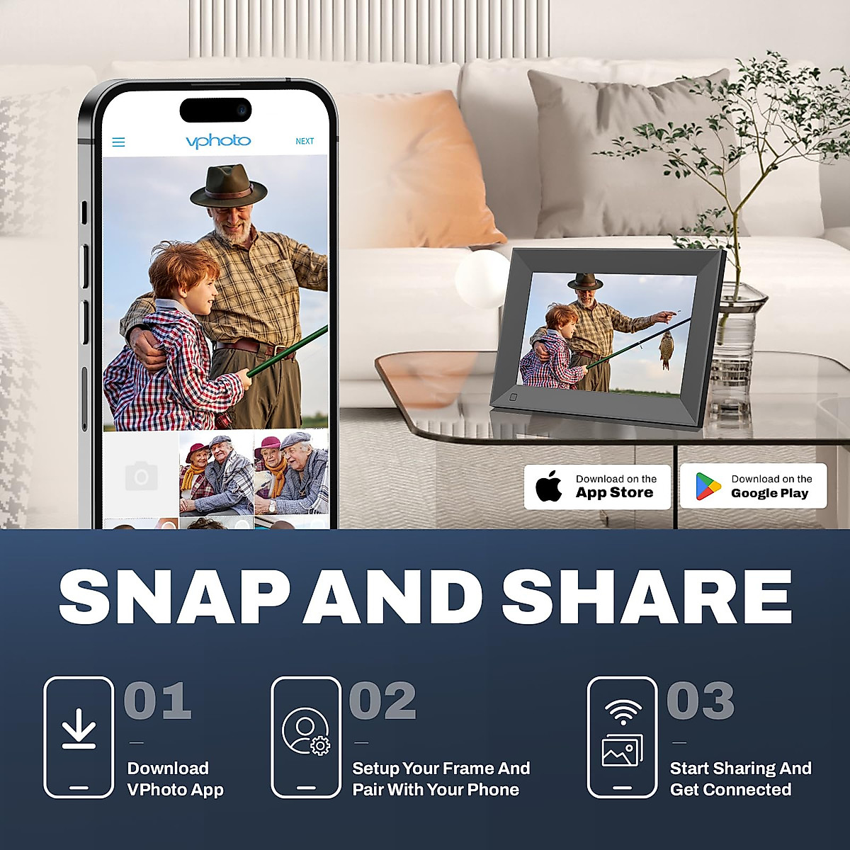 Arktronic Smart WiFi Digital Picture Frame 16GB, Digital Photo Frame with HD IPS Touch Screen, Motion Sensor, Easy to use, Instantly Share Photos/Videos via App or Email, Gift for Grandparents
