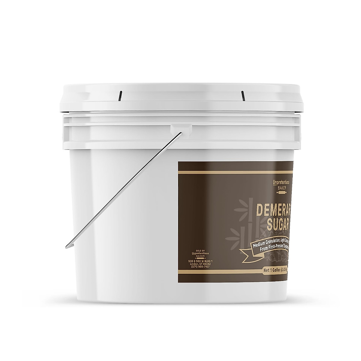 Unpretentious Demerara Sugar, Raw, First-Pressed Sugarcane Crystals For Drinks & Baking (1 Gallon)