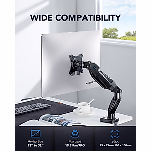 HUANUO Single Monitor Mount, 13 to 32 Inch Gas Monitor Arm