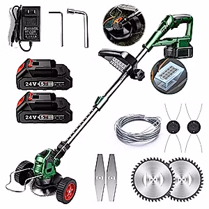 Windpost Cordless Weed Eater Grass Trimmer Battery String Trimmers Weed Wacker Adjustable Machine Head Electric Lawn Edger for Garden Clearing Weeds (Green)