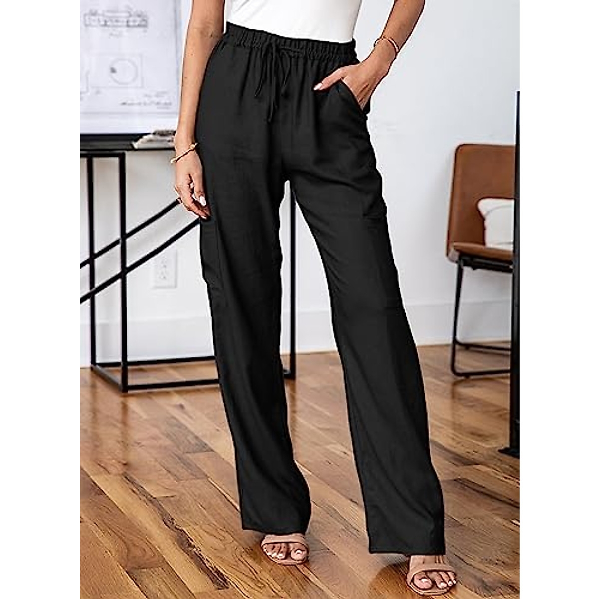 Acelitt High Waisted Cargo Pants for Women Trendy Ladies Fall Fashion 2024 Y2K Pants with Pocktes Black X-Large