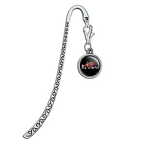 Semi Tractor Trailer Truck Trucker Metal Bookmark Page Marker with Charm